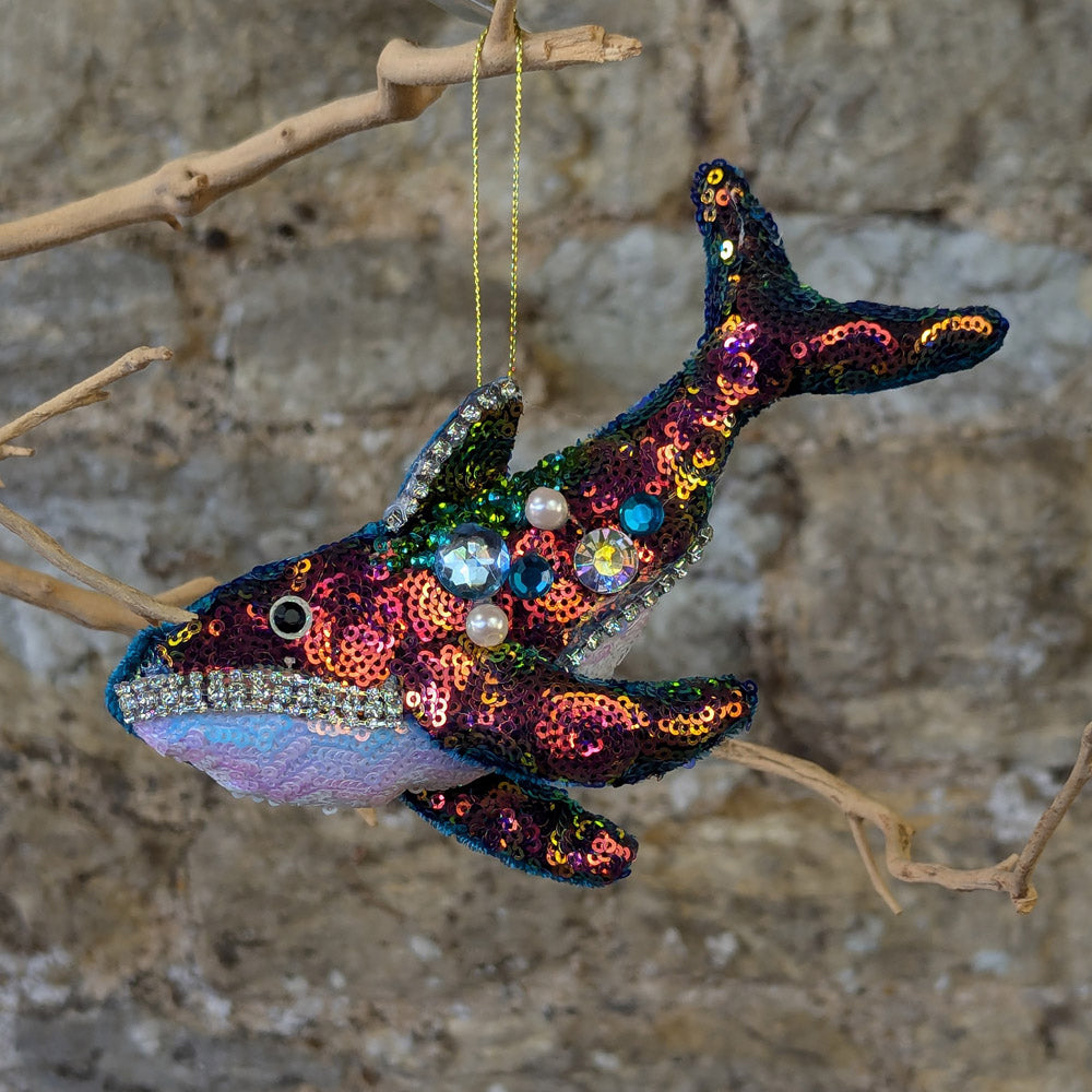 Padded Sequin Whale – Stagsden Christmas Trees
