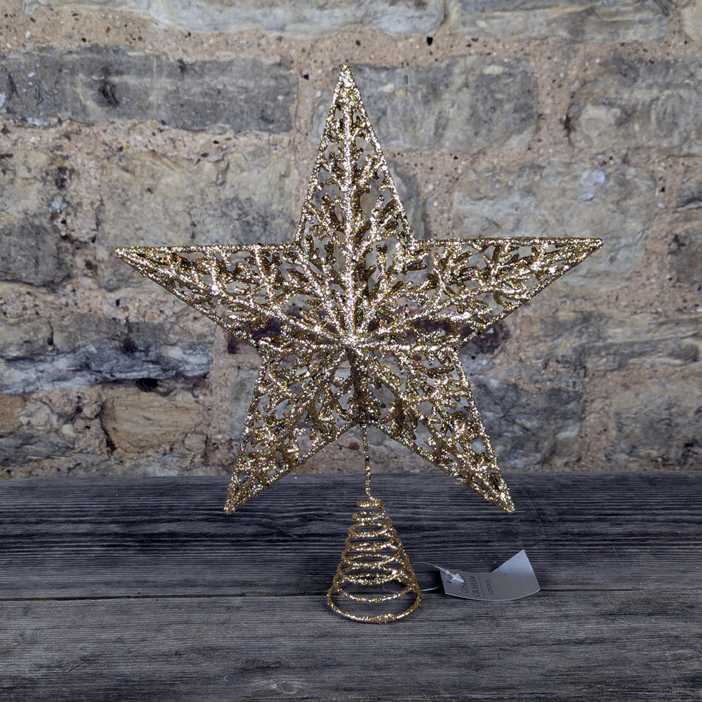 Gold Glitter 5-Point Star Tree Topper, – Stagsden Christmas Trees